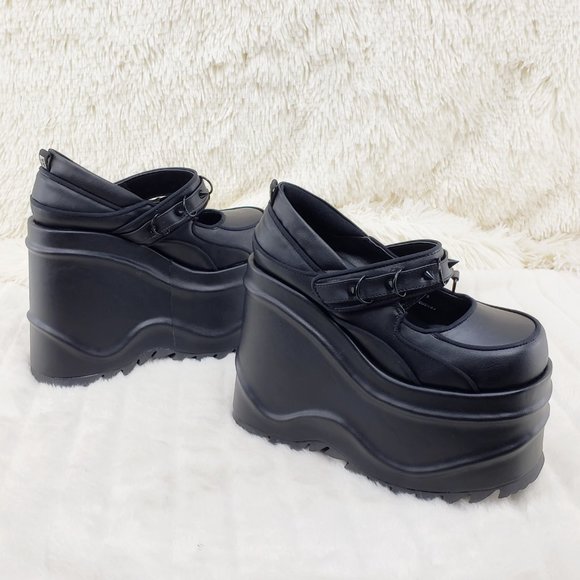Demonia | Shoes | Black Platform Wedge Maryjane Shoes Goth Punk | Poshmark